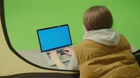 Green Screen. Chroma Key. Female Camper ... | Stock Video | Pond5