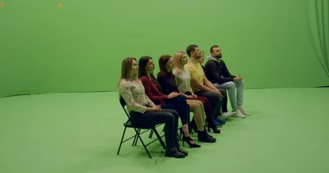 GREEN SCREEN CHROMA KEY Side view group ... | Stock Video | Pond5