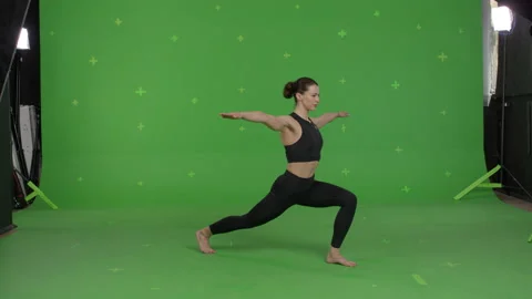 GREEN SCREEN CHROMA KEY Young sporty fem... | Stock Video | Pond5