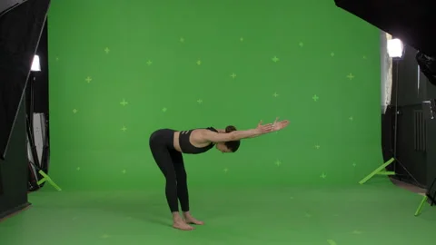 GREEN SCREEN CHROMA KEY Young sporty fem... | Stock Video | Pond5