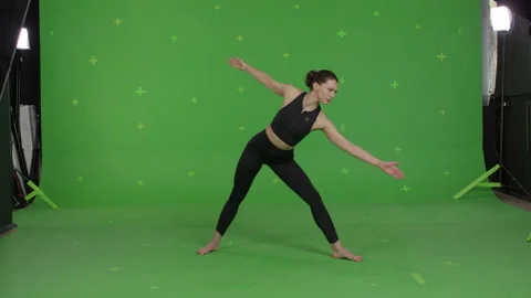 GREEN SCREEN CHROMA KEY Young sporty fem... | Stock Video | Pond5