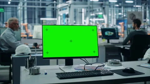 Green Screen Computer in Car Factory | Stock Video | Pond5