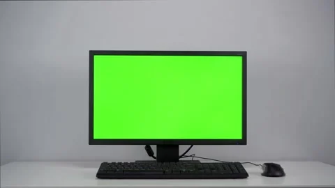 Green screen on a computer monitor in th... | Stock Video | Pond5