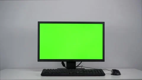 Green screen on a computer monitor in th... | Stock Video | Pond5