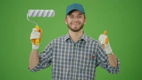 Construction Worker Green Screen Stock Video Footage | Royalty Free ...