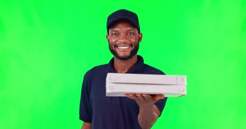 Green screen, courier and black man with... | Stock Video | Pond5