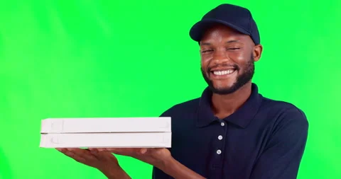 Green screen, courier and black man with... | Stock Video | Pond5