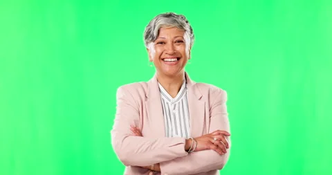 Green screen, crossed arms and face of b... | Stock Video | Pond5