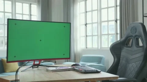 Green Screen Desktop Computer On A Table... | Stock Video | Pond5