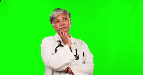 Green screen, doctor or senior woman thi... | Stock Video | Pond5