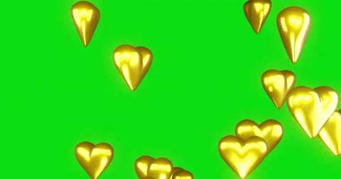 Green screen effect of 3d golden hearts | Stock Video | Pond5