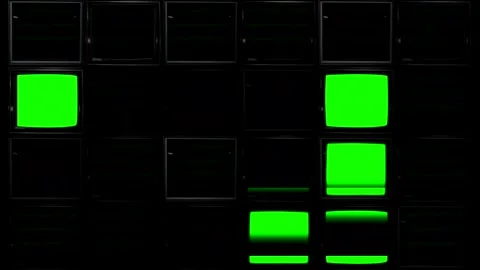 A green screen effect of a wall of tv sc... | Stock Video | Pond5