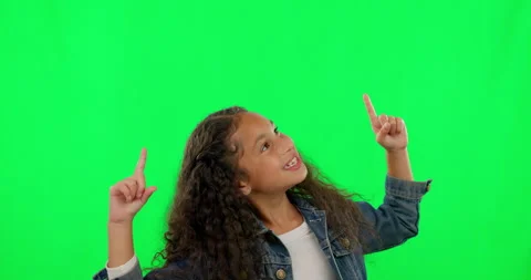 Green screen, face and happy kid pointin... | Stock Video | Pond5