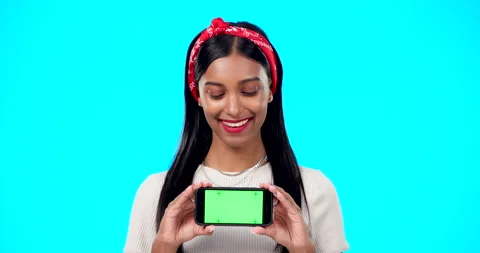 Green screen, face and phone by gen z wo... | Stock Video | Pond5