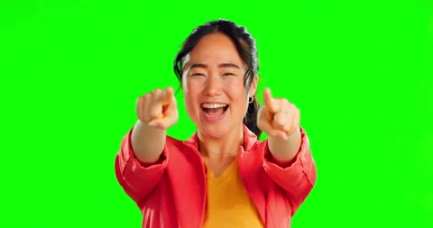 Green screen, face and woman with you ha... | Stock Video | Pond5