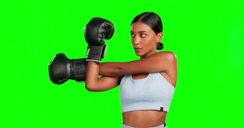 Boxing Girl Green Screen Stock Video Footage | Royalty Free Boxing Girl ...