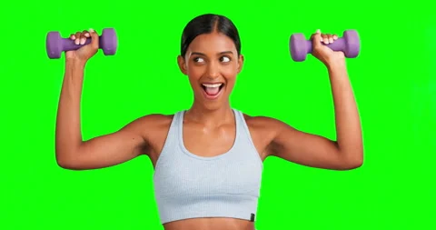Green screen, face or happy fitness woma... | Stock Video | Pond5