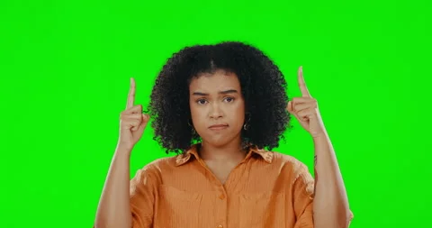 Green screen face, shrug and woman point... | Stock Video | Pond5