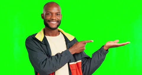 Green screen face, smile and black man w... | Stock Video | Pond5