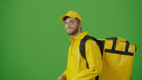 Green Screen Food Delivery Person and Wi... | Stock Video | Pond5