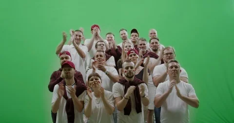 GREEN SCREEN Front view fans wearing re... | Stock Video | Pond5