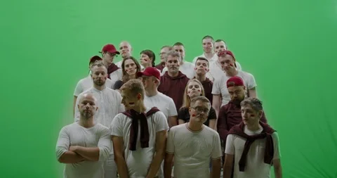 GREEN SCREEN Front view fans wearing re... | Stock Video | Pond5