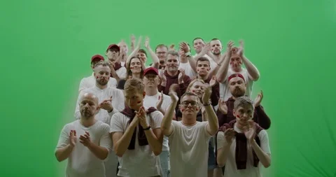 GREEN SCREEN Front view fans wearing re... | Stock Video | Pond5