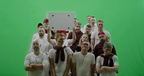 GREEN SCREEN Front view fans wearing re... | Stock Video | Pond5