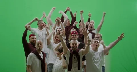 GREEN SCREEN Front view fans in red clot... | Stock Video | Pond5