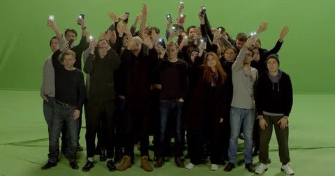 GREEN SCREEN Front view huge crowd of pe... | Stock Video | Pond5