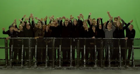 GREEN SCREEN Front view huge crowd danci... | Stock Video | Pond5