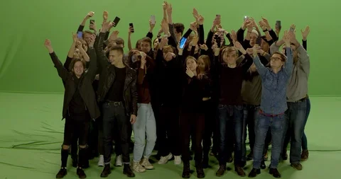 GREEN SCREEN Front view huge crowd jumpi... | Stock Video | Pond5