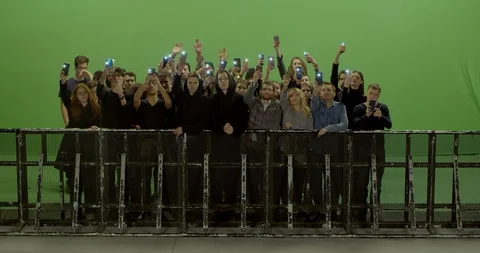 GREEN SCREEN Front view huge crowd of pe... | Stock Video | Pond5