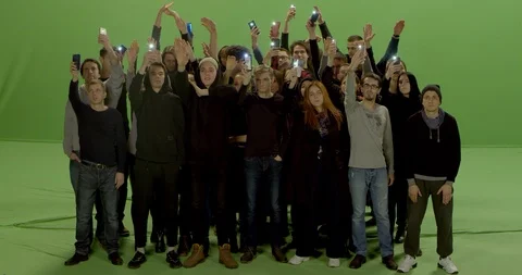 GREEN SCREEN Front view huge crowd of pe... | Stock Video | Pond5