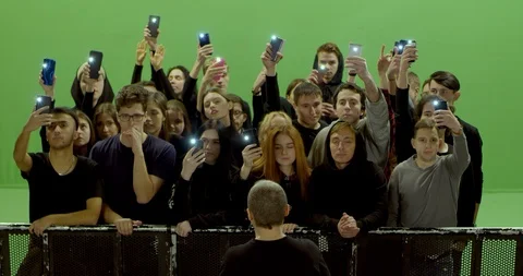 GREEN SCREEN Front view huge crowd of pe... | Stock Video | Pond5