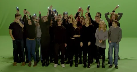 GREEN SCREEN Front view huge crowd of pe... | Stock Video | Pond5