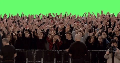 GREEN SCREEN Front view huge crowd danci... | Stock Video | Pond5