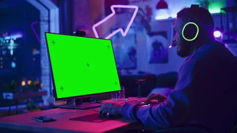 Green Screen Gamer Playing at Home | Stock Video | Pond5