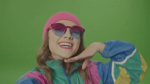 Green Screen. Girl of '80-'90s Style Mak... | Stock Video | Pond5