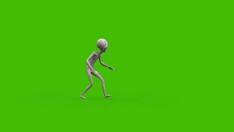 Green Screen Gray Alien Walks Side 3D An... | Stock Video | Pond5