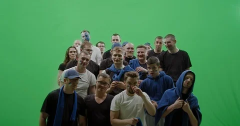 GREEN SCREEN group of fans wearing blue ... | Stock Video | Pond5