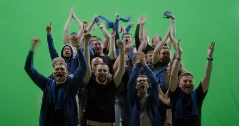 GREEN SCREEN group of fans wearing blue ... | Stock Video | Pond5