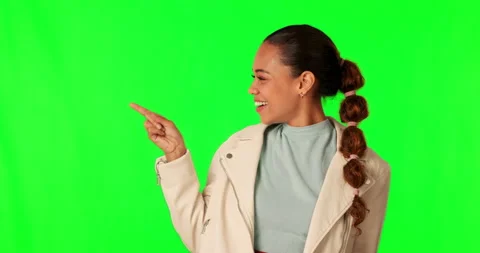 Green screen, hand pointing and female i... | Stock Video | Pond5