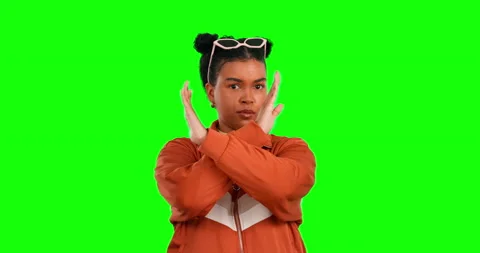 Green screen, head shake and woman face ... | Stock Video | Pond5