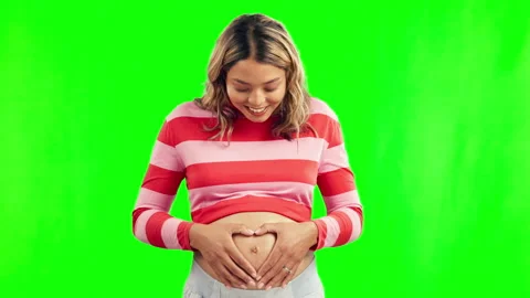 Green screen, heart hands or happy pregn... | Stock Video | Pond5