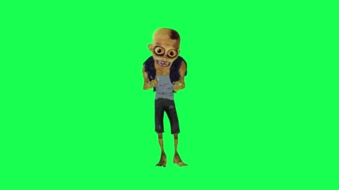 Green screen isolated 3d zombie playing ... | Stock Video | Pond5