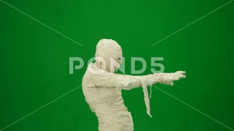 Green screen isolated chroma key side view photo capturing a mummy ...
