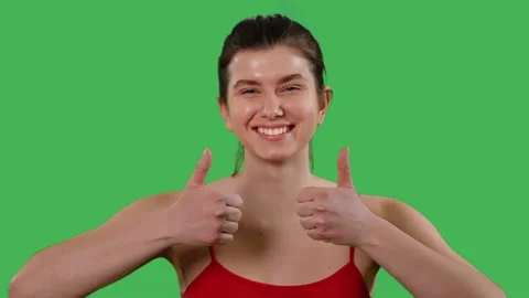 green screen joyful lady hand gesture li... | Stock Video | Pond5