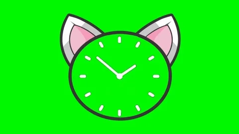Green screen Kitty Clock | Stock Video | Pond5