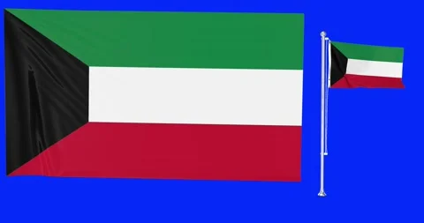 Green screen Kuwait two flags waving kuw... | Stock Video | Pond5